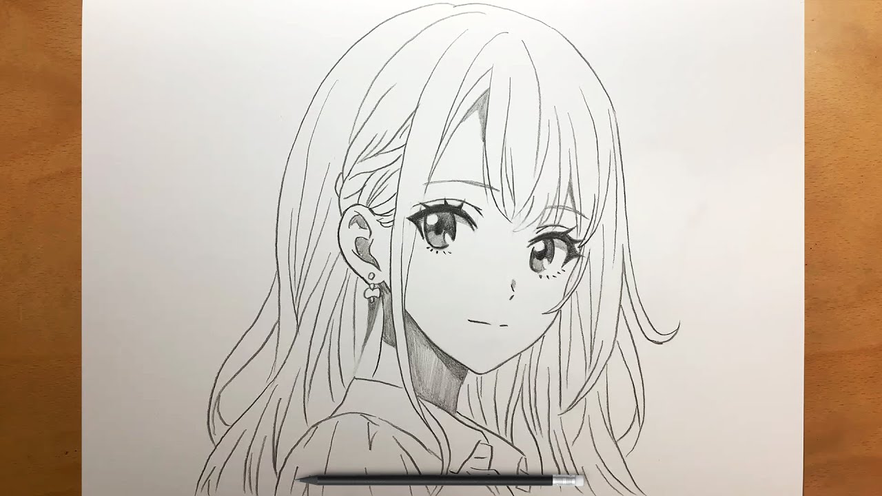 Easy anime sketch | How to draw a cute anime girl step by step ...