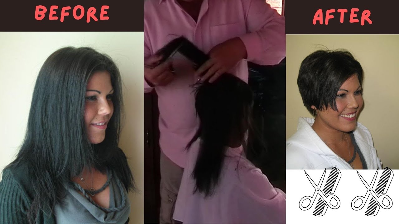 Cute Spanish looking girl long hair cut short #haircut #ladieshaircut # ...