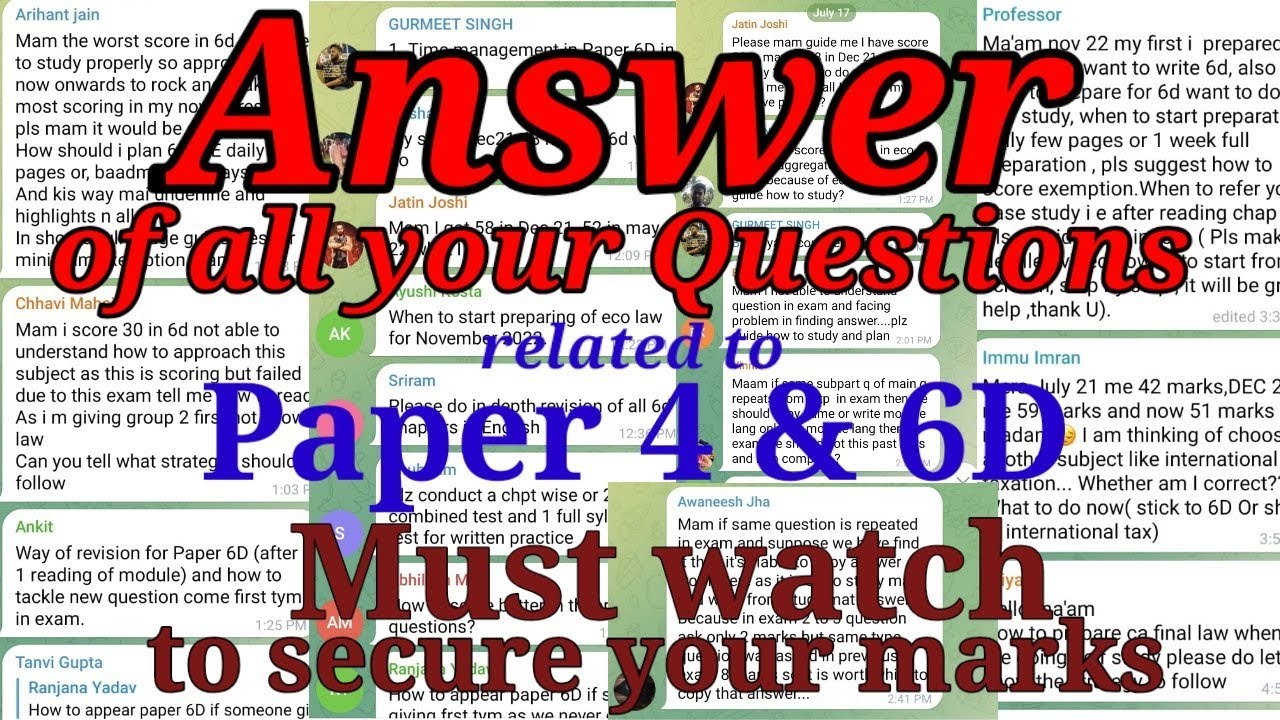 Answer to all your questions related to paper 4 and paper 6D/ CA FINAL ...