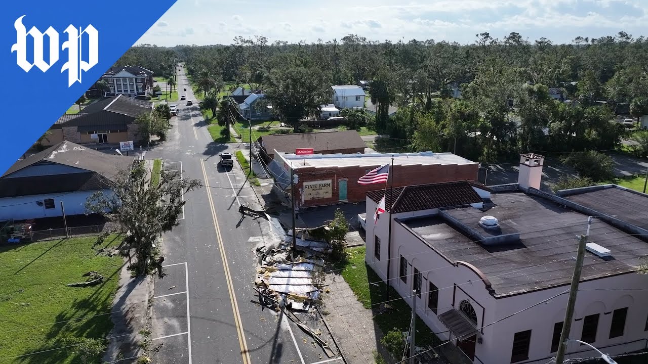 Drone footage reveals storm damage in Perry - YouTube