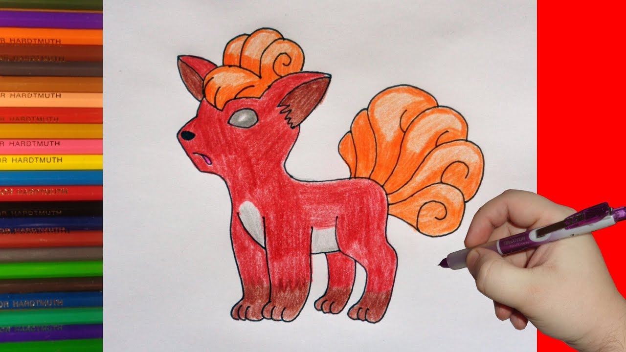 How to draw pokemon Vulpix, 37, Как нарисовать покемона - YouTube