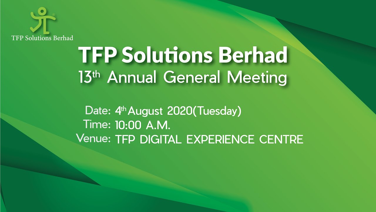 TFP SOLUTIONS BERHAD 13TH ANNUAL GENERAL MEETING 2020 - YouTube