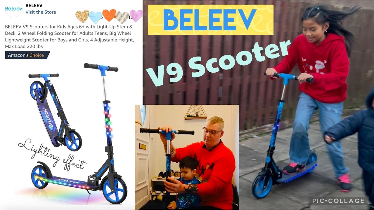 BELEEV V9 Scooter Light-up Stem & Deck | Foldable Scooter | Adjustable ...