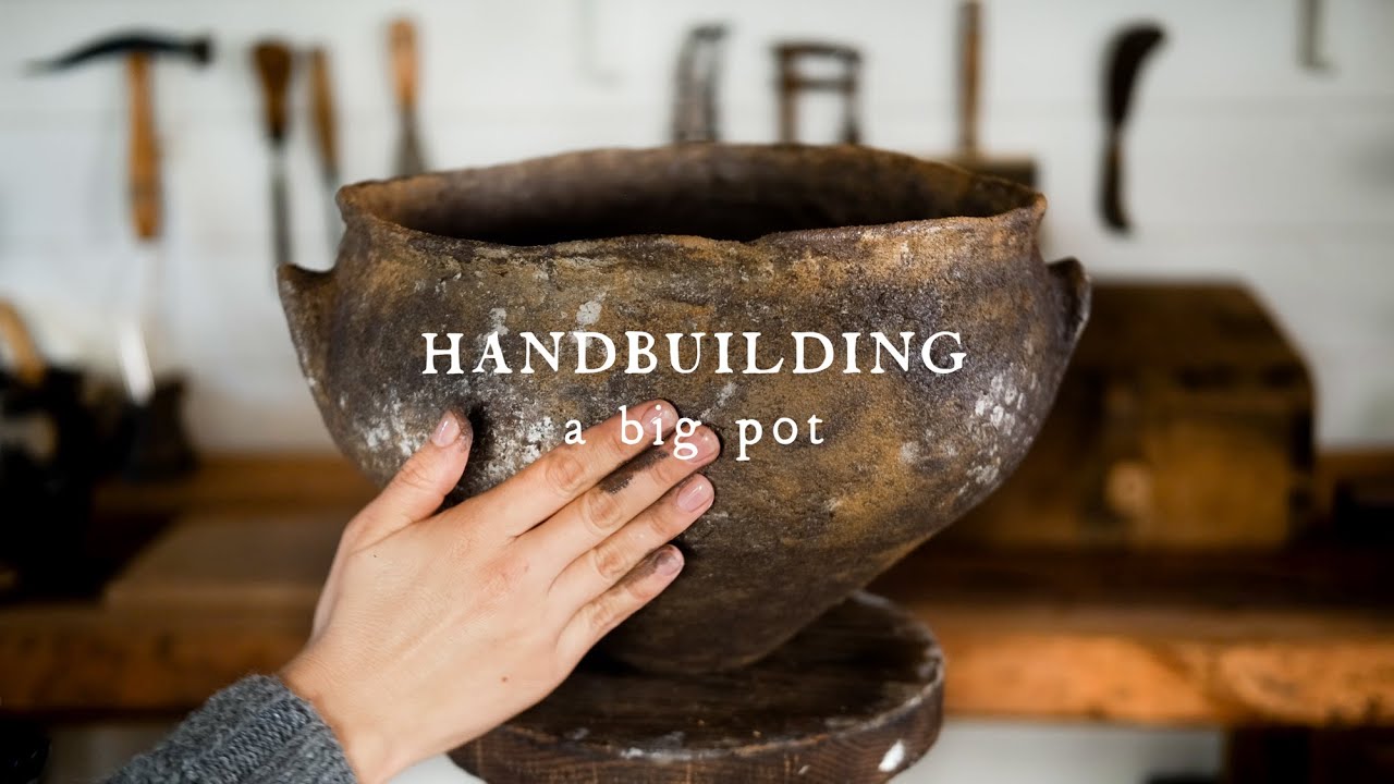 Handbuilt clay pot decorated with slips. - YouTube