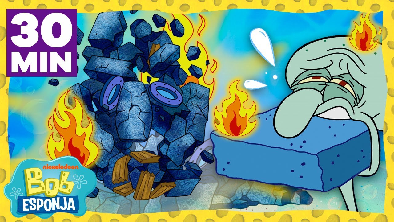 ¡Todas las veces que se destruyó la casa de Calamardo, durante 30 ...