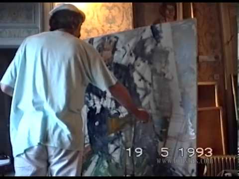 Kostas Loustas is painting Nikos Pantazopoulos - YouTube