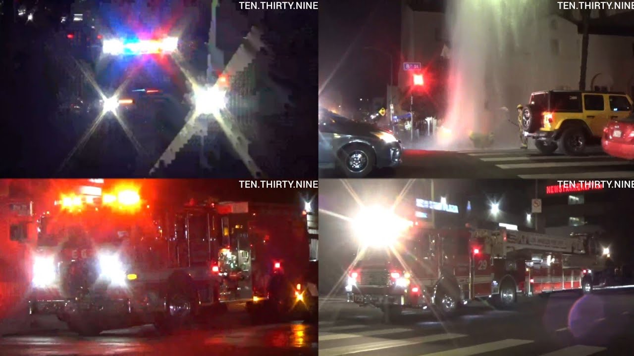 LAFD RESPONDING W/ LAPD TO A T.C INVOLVING FIRE HYDRANT - YouTube
