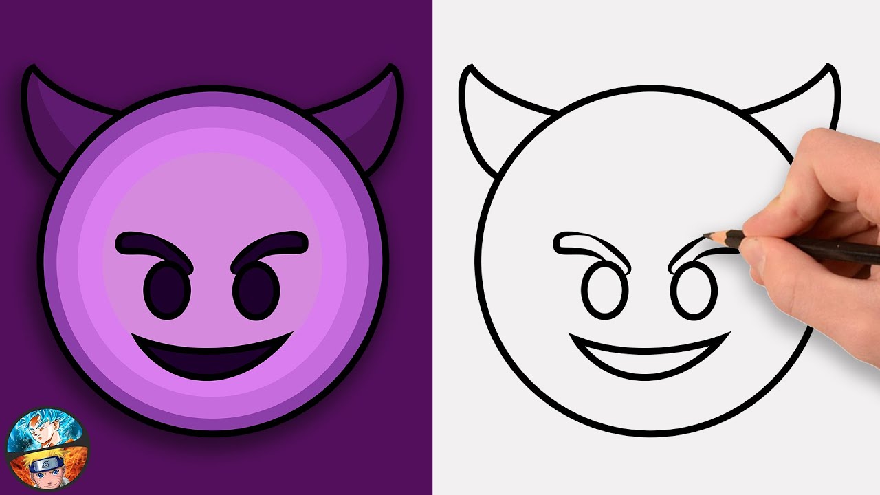 COMO DIBUJAR AL EMOJI DE DIABLITO FÁCIL dibujos - YouTube