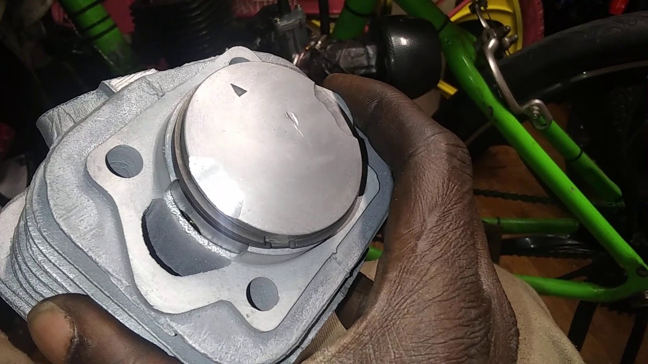 (YD100 2-stroke) 50mm window piston & shave head!?!? - YouTube