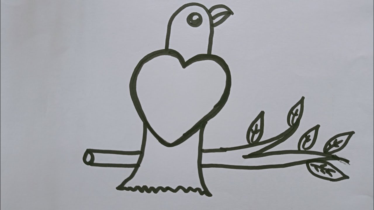 how to draw a parrot from heart "how to draw bird easy(step by step ...