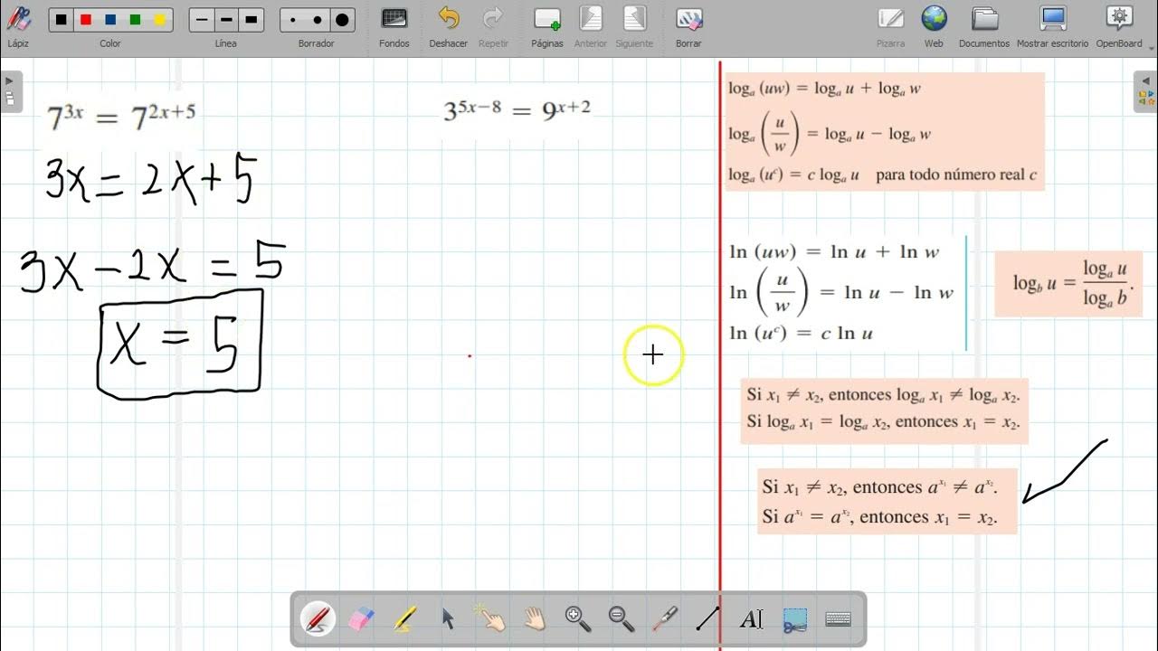 Ecuaciones Exponenciales Y Logarítmicas Parte 1 Youtube