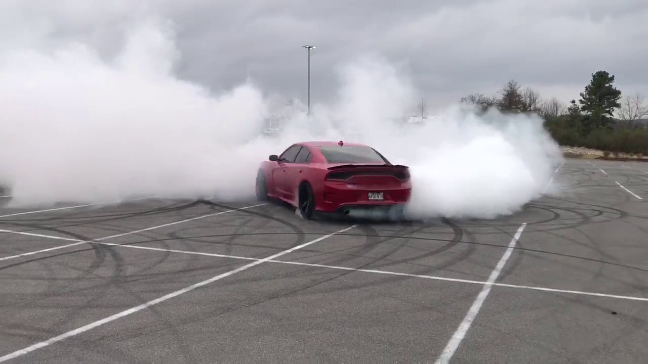 Mid muffler delete Scat pack burnout - YouTube