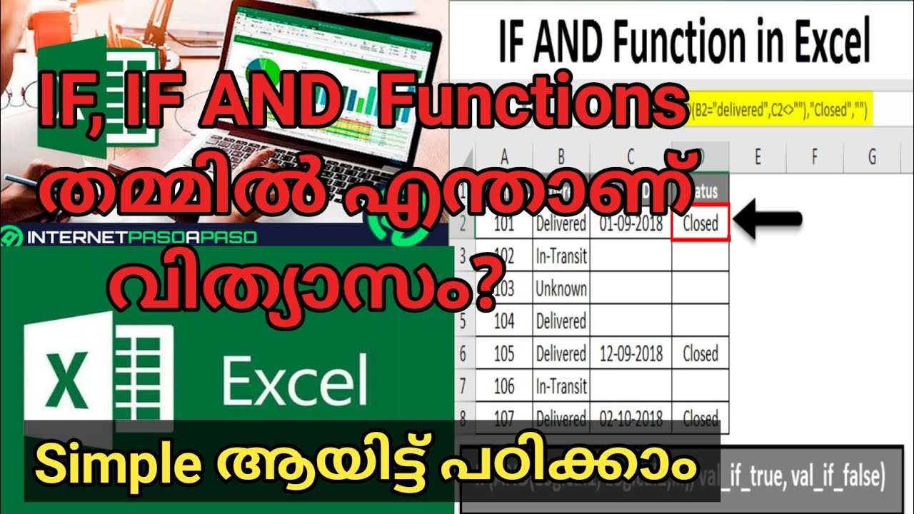 If And Function in Excel Malayalam...!! - YouTube