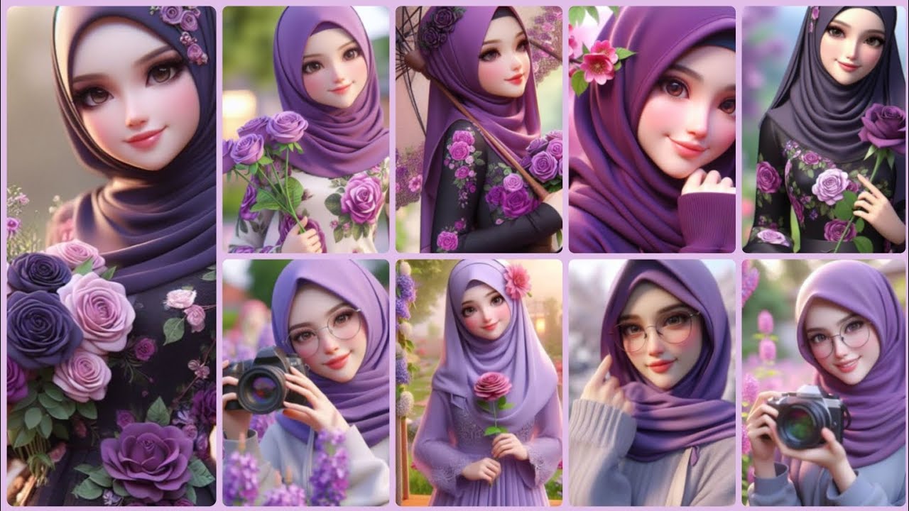 💜 Cute Purple Muslim Hijab Girl Dpz | Muslim Girl Anime Dpz | Hijabi ...