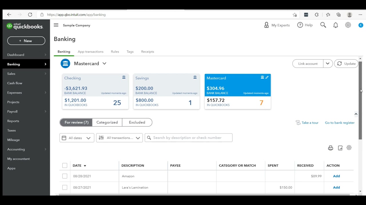 QuickBooks Banking-Rules-Apps-Tags and Receipts - YouTube