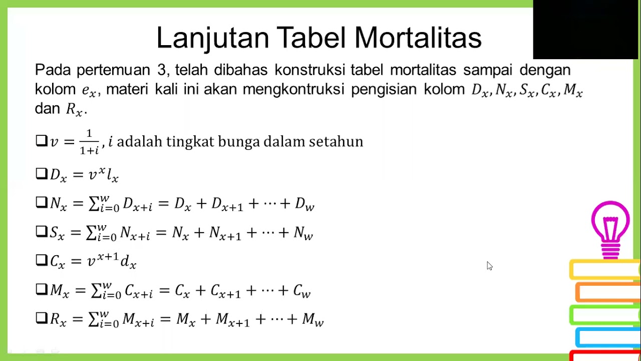 Tabel Mortalitas Bagian II. - YouTube