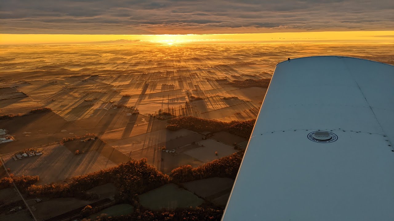 Flying Into The Morning Sunrise Over Burlington, Oakville, Mississauga ...