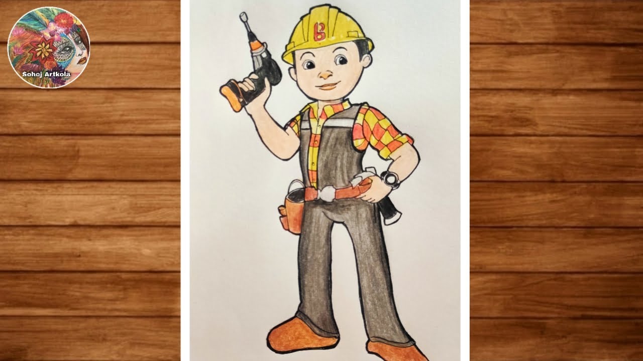 How To Draw Bob The Builder Cartoon Character Step By Step For ...