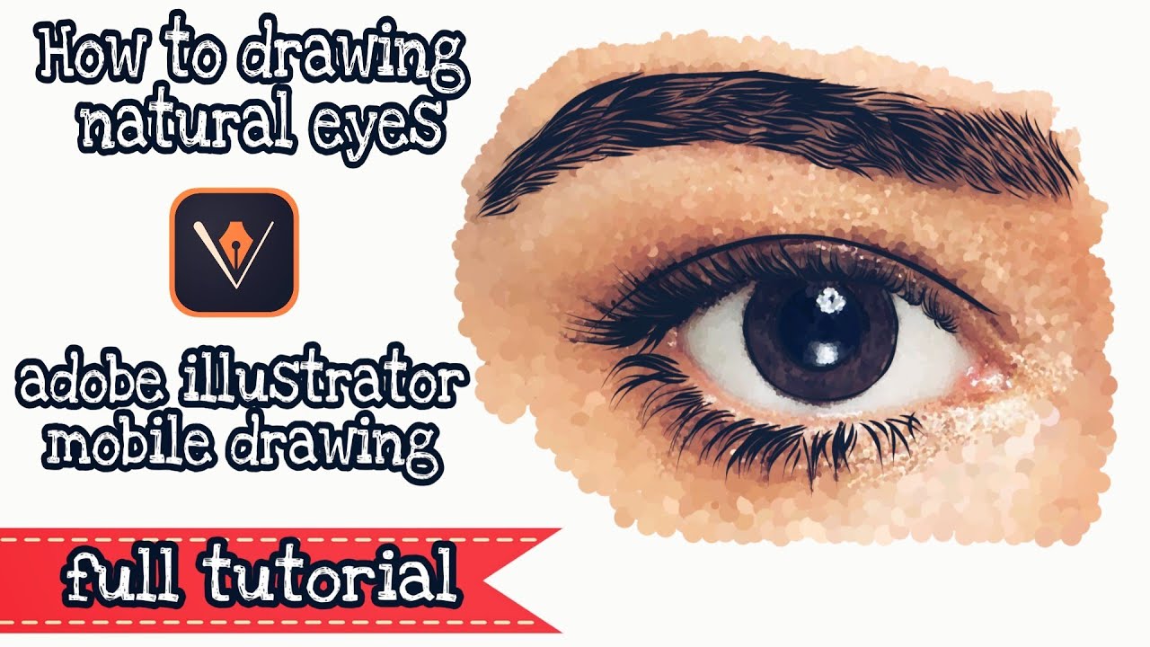 How to drawing natural eyes on adobe illustrator mobile tutorial - YouTube