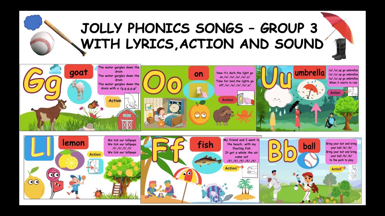 GROUP 3 JOLLY PHONICS SONGS-WITH LYRICS,SOUNDS & ACTIONS - YouTube