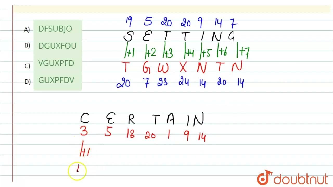 If in a certain code language, SETTING is coded as TGWXNTN. How will ...