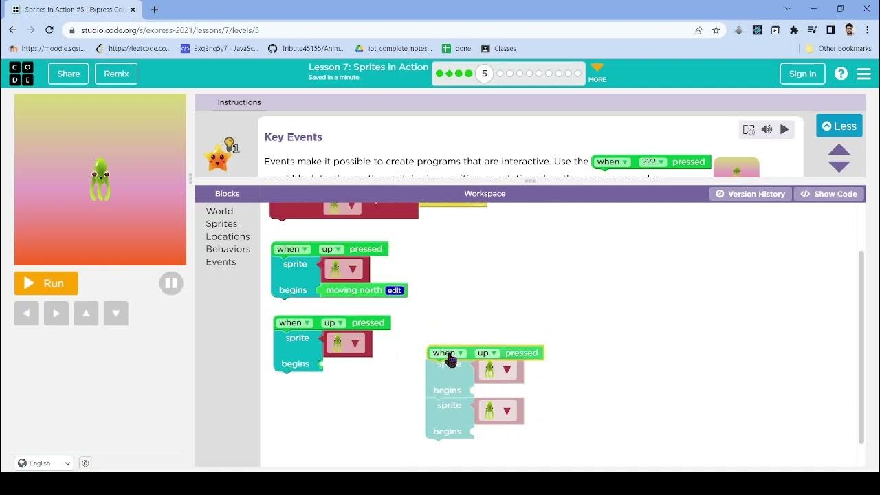 L7-5 |Code.org | Express-2021 | Lesson 7:Sprites in Action | level 5 ...