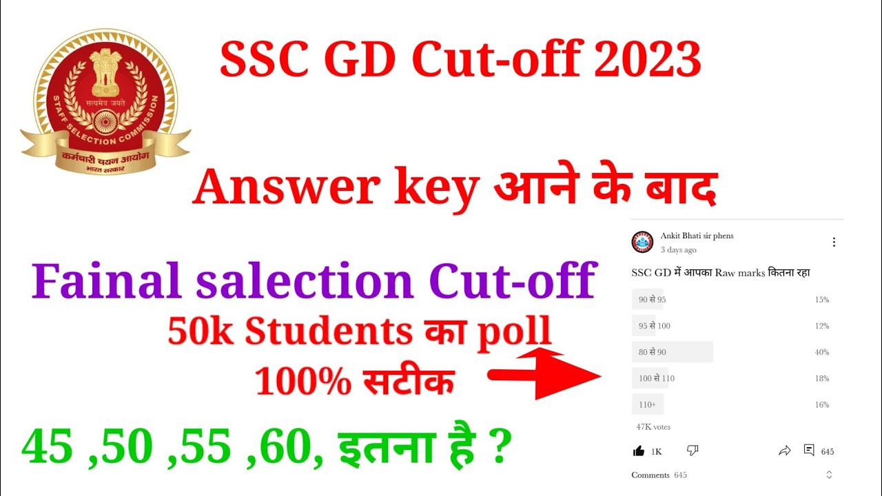 SSC GD Cut-off । SSC GD 2023Fainal cut-off। UR OBC SC ST CUT-OFF।क्या ...