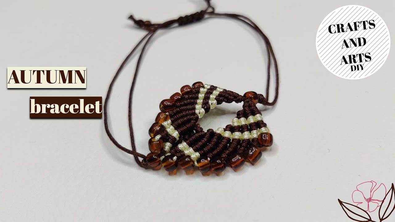 Two-Colored Macrame Leaf Bracelet | Μακραμέ βραχιόλι δίχρωμο φύλλο ...