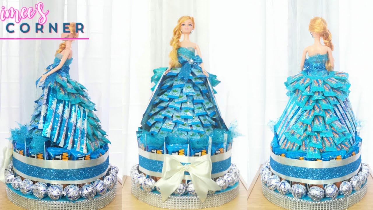 Doll Candy Cake Tower DIY || Frozen-Elsa Theme Birthday Decoration Idea ...