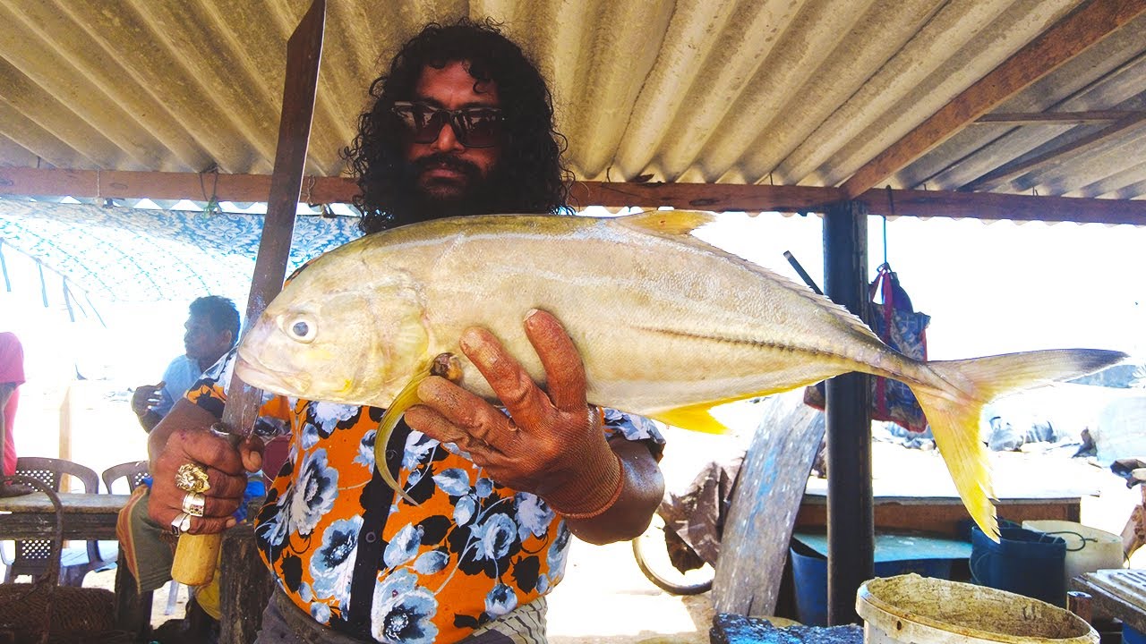 Yellow Fin Trevally | Fish Cutting Skills - YouTube