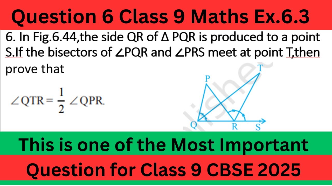 Class 9 Maths Question Number 6 Exercise 6 3 | Chapter 6 | Lines And ...