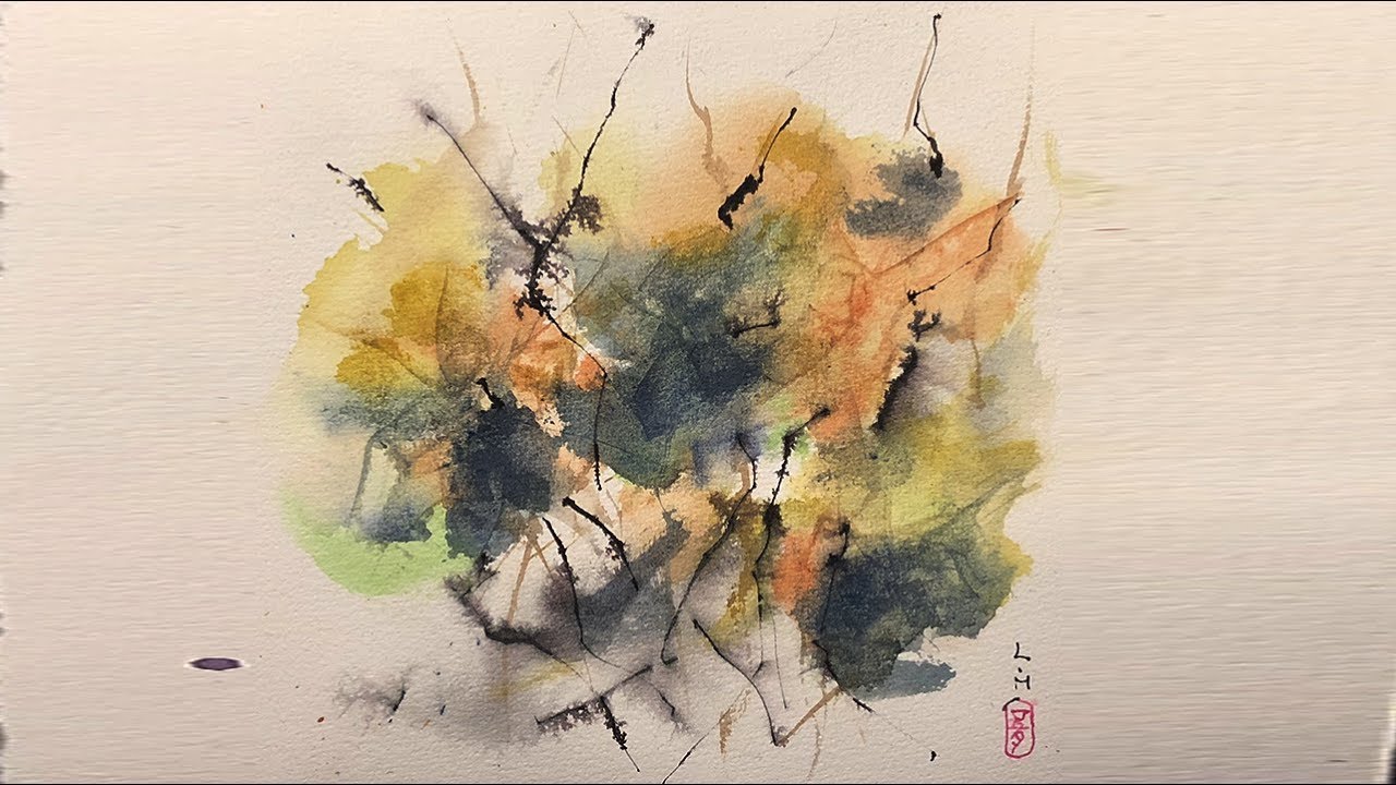 Pen and Waterrcolor – Abstract Flower Painting - YouTube