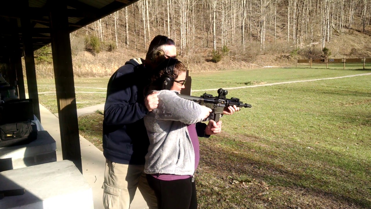 Tara Shooting full auto 9 mm AR #1 - YouTube