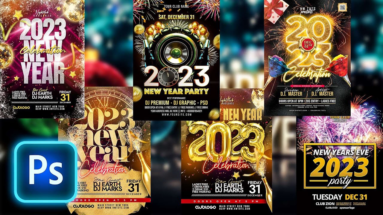 New Year 2023 Party Flyer Template PSD Free Download: Party Flyer ...