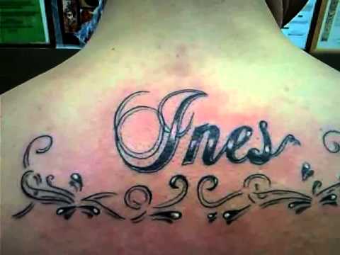 Dinardotattoo INES tattoo name - YouTube