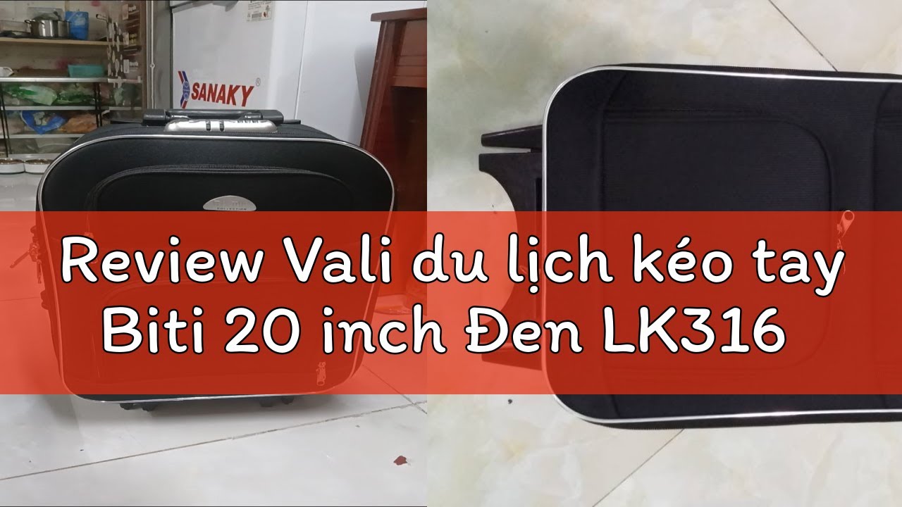 Review Vali du lịch kéo tay Biti 20 inch Đen LK316 - YouTube
