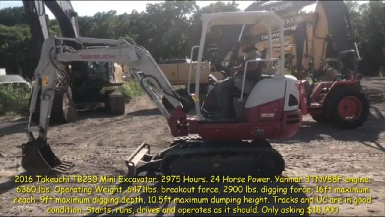 2016 Takeuchi TB230 Mini Excavator - YouTube