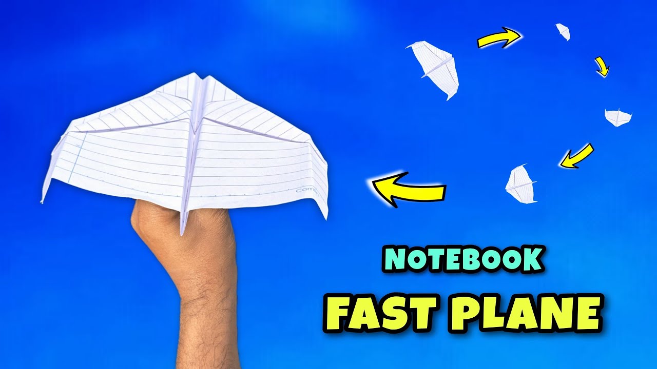 New paper flying plane, super flast notebook plane, how to make new ...