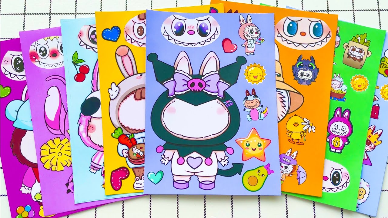 🌈Sticker ASMR Decorate Sticker Book With Labubu #labubu #satisfying # ...