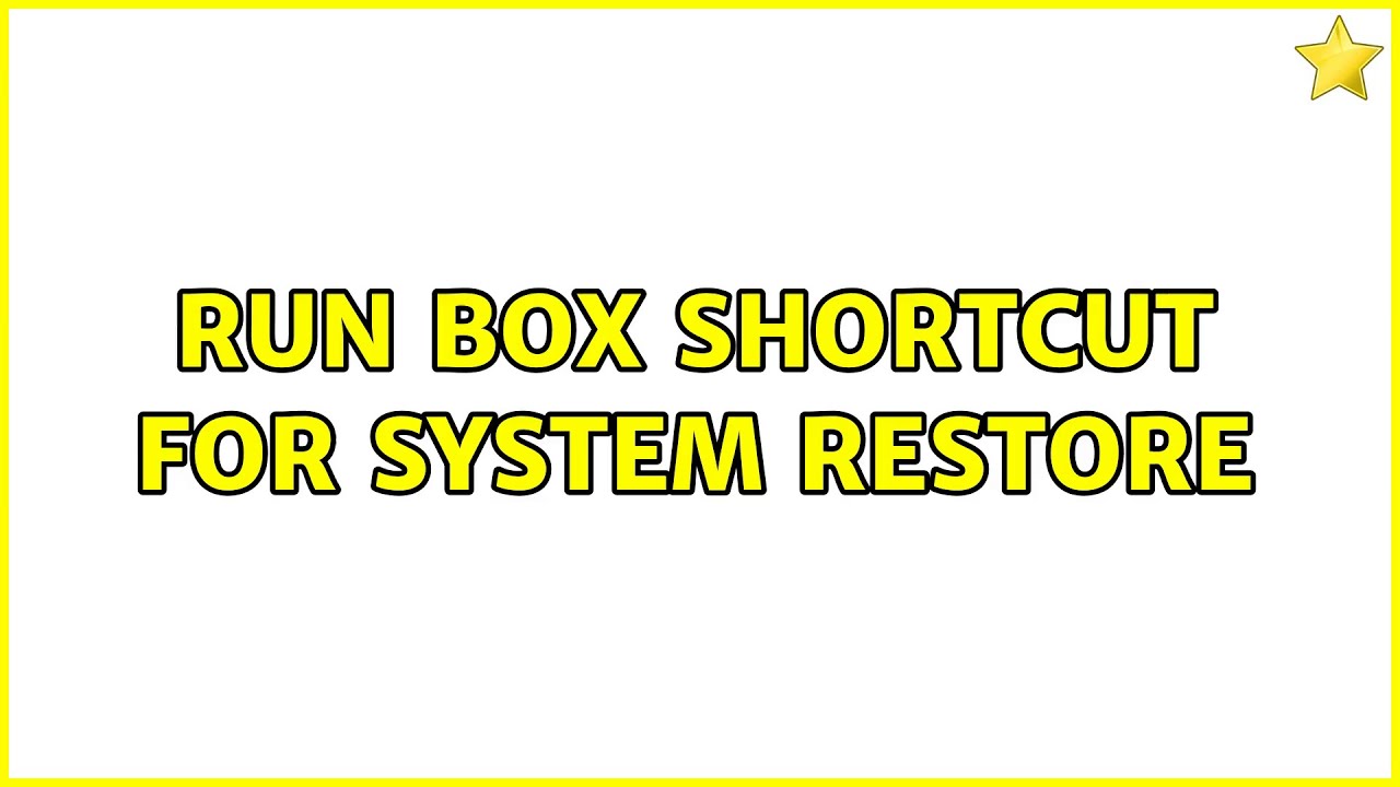 Run box shortcut for System Restore - YouTube
