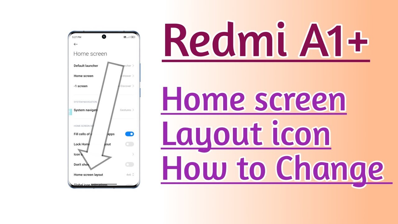 Redmi A1+ Home Screen layout icon How to Change - YouTube