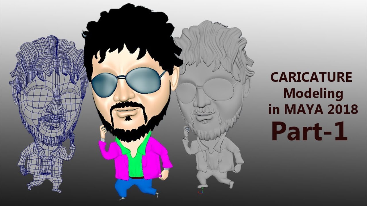 3D Caricature Portrait modeling in AUTODESK MAYA 2018, PART-1 - YouTube