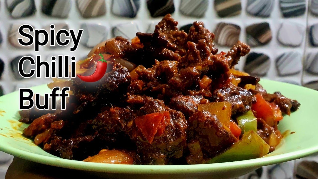 SPICY BUFF CHILLI RECIPE🌶️ || बफ चिल्ली घरमा यसरी बनाउनु होस #hukwa ...