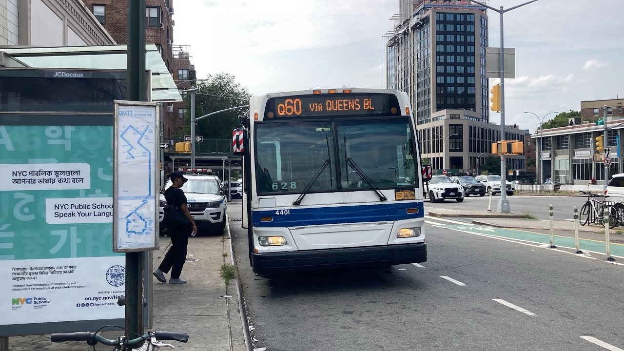 ᴴᴰ MTA Bus: 2009 Orion VII NG Hybrid #4401 on the Q60 Bus @ Queens Blvd ...