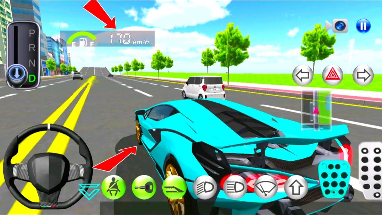 A small beautiful white car crosses the highway || 3D Driving Class ...