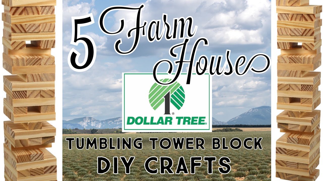 5 Easy Dollar Tree Farmhouse Crafts: Tumbling Tower Blocks DIY - YouTube