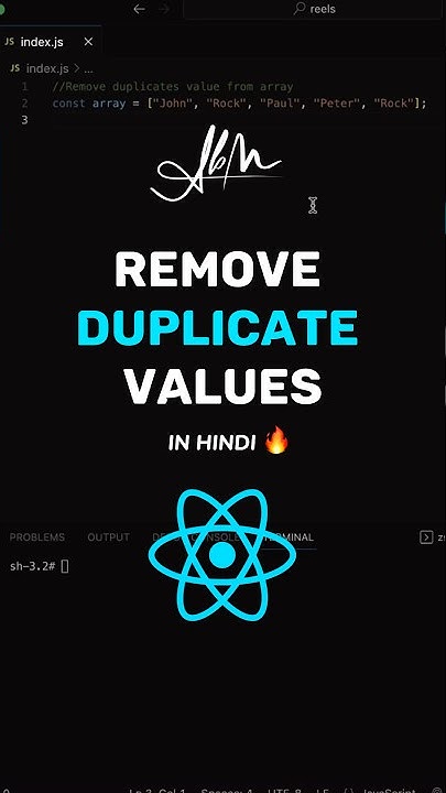 How To Remove Duplicates From An Array Hindi Javascript Tutorial Javascript Reactjs Youtube