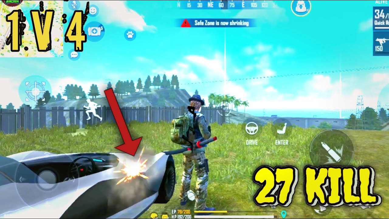 Solo vs squad 27 kill | Amazing surviving in 1v4 | Garena free fire ...