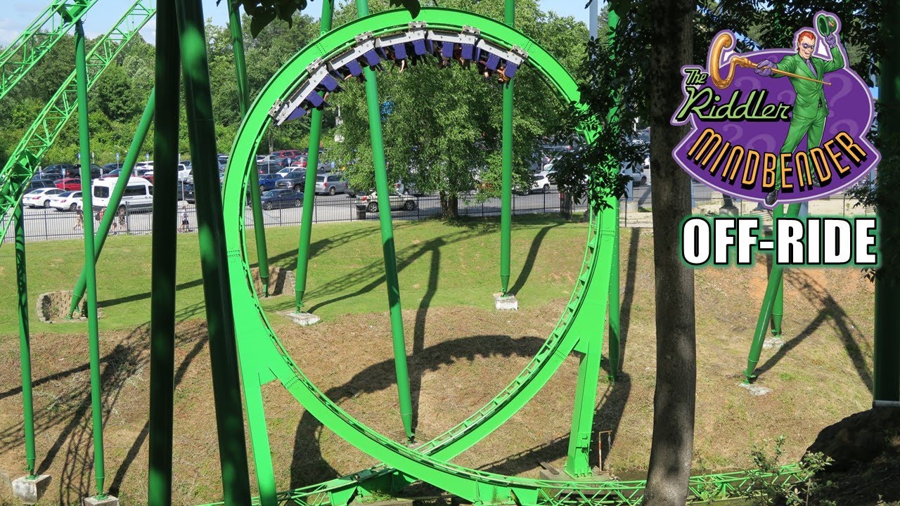 Riddler Mindbender Off-Ride Footage, Schwarzkopf Looping Coaster | Non ...