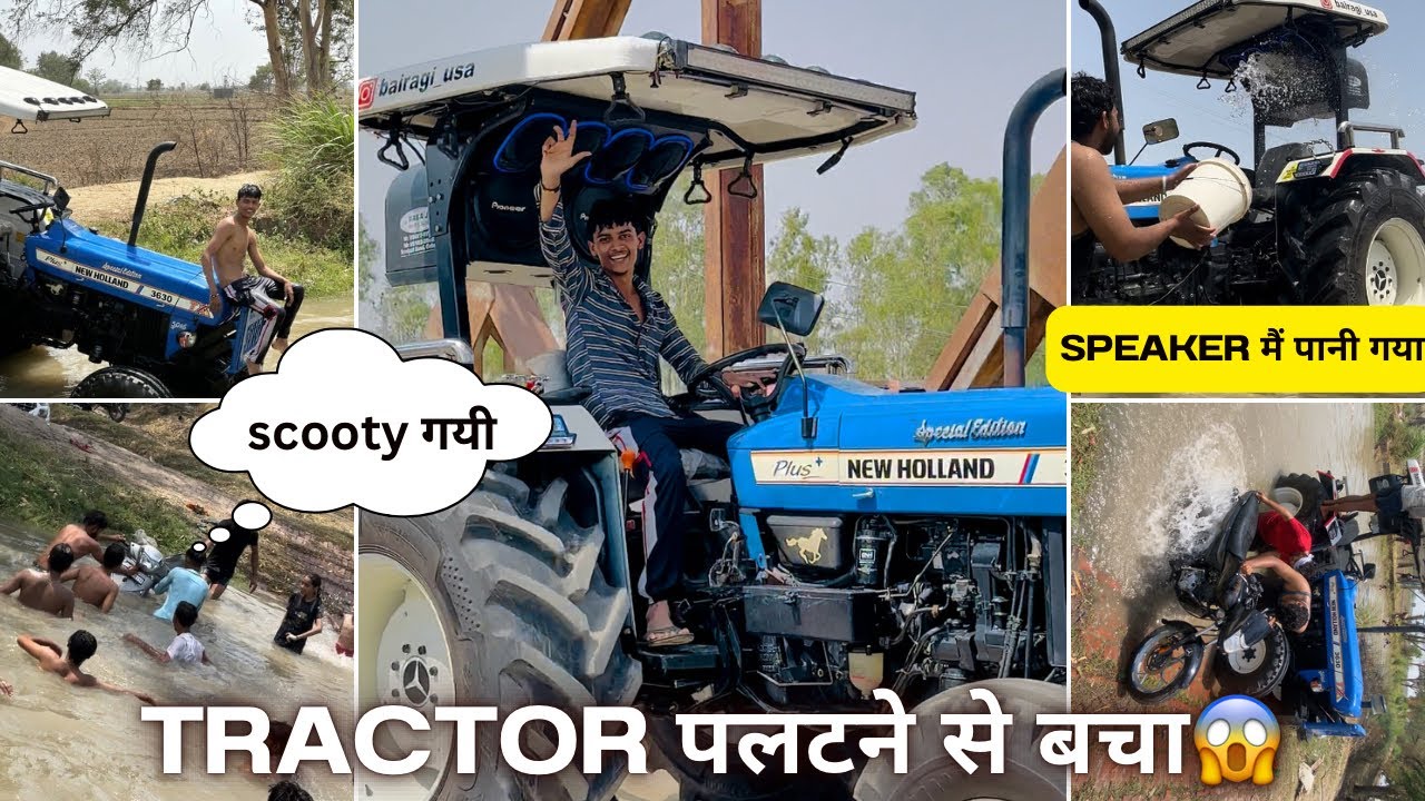 Tractor पलटने से बाल बाल बचा 😱|| scooty डूब गयी || sahil jolly vlogs ...